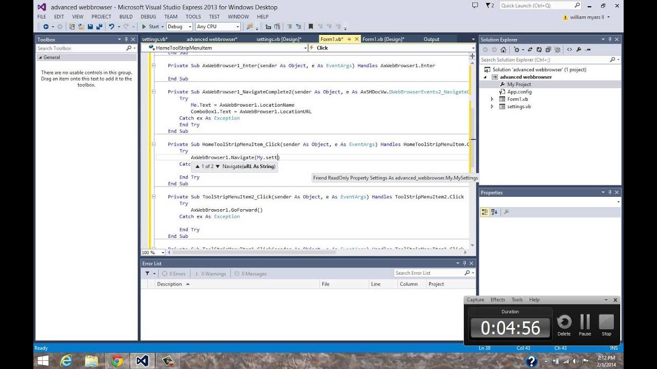 Visual Basic advanced webbrowser with tabs at the top Tutorial part 2 - YouTube