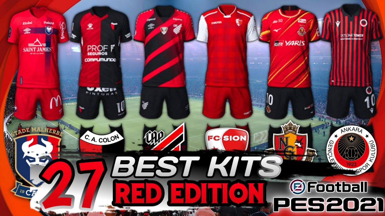 27 BEST RED KITS PES 2021 MOBILE - YouTube
