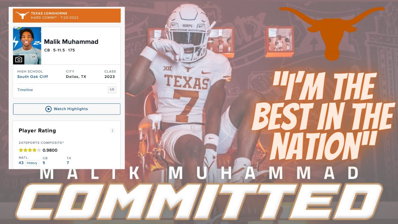 Texas Longhorns Football: #2 Cornerback Malik Muhammad commits to Texas ...