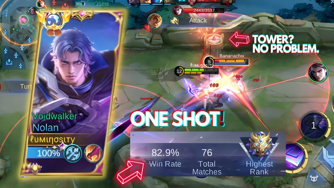 TOWER WON'T SAVE YOU FROM NOLAN! ONE SHOT EVEN TANK! TOP GLOBAL NOLAN ...