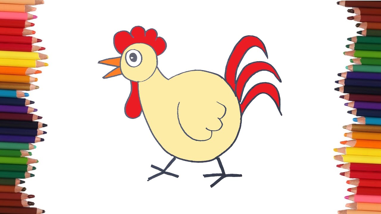 Cómo dibujar un gallo | Dibujos faciles - YouTube