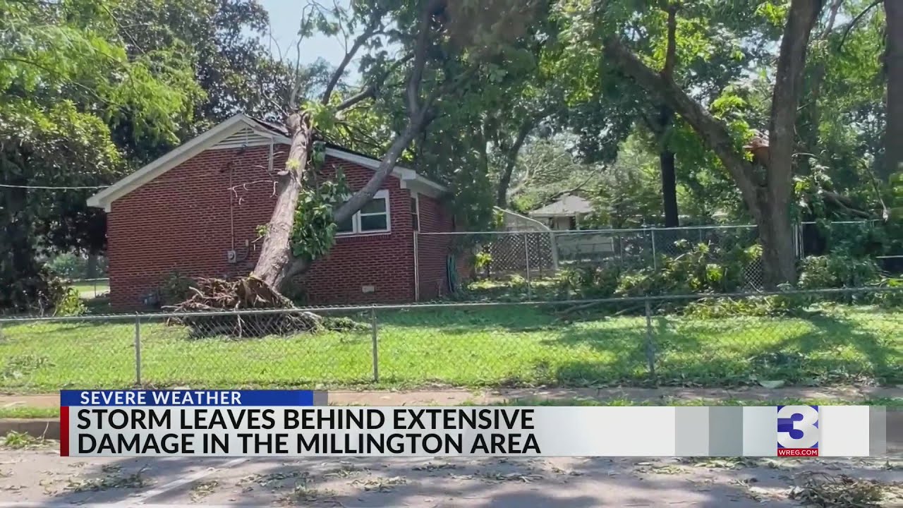 Strong storm damages homes, destroys aircraft in Millington - YouTube