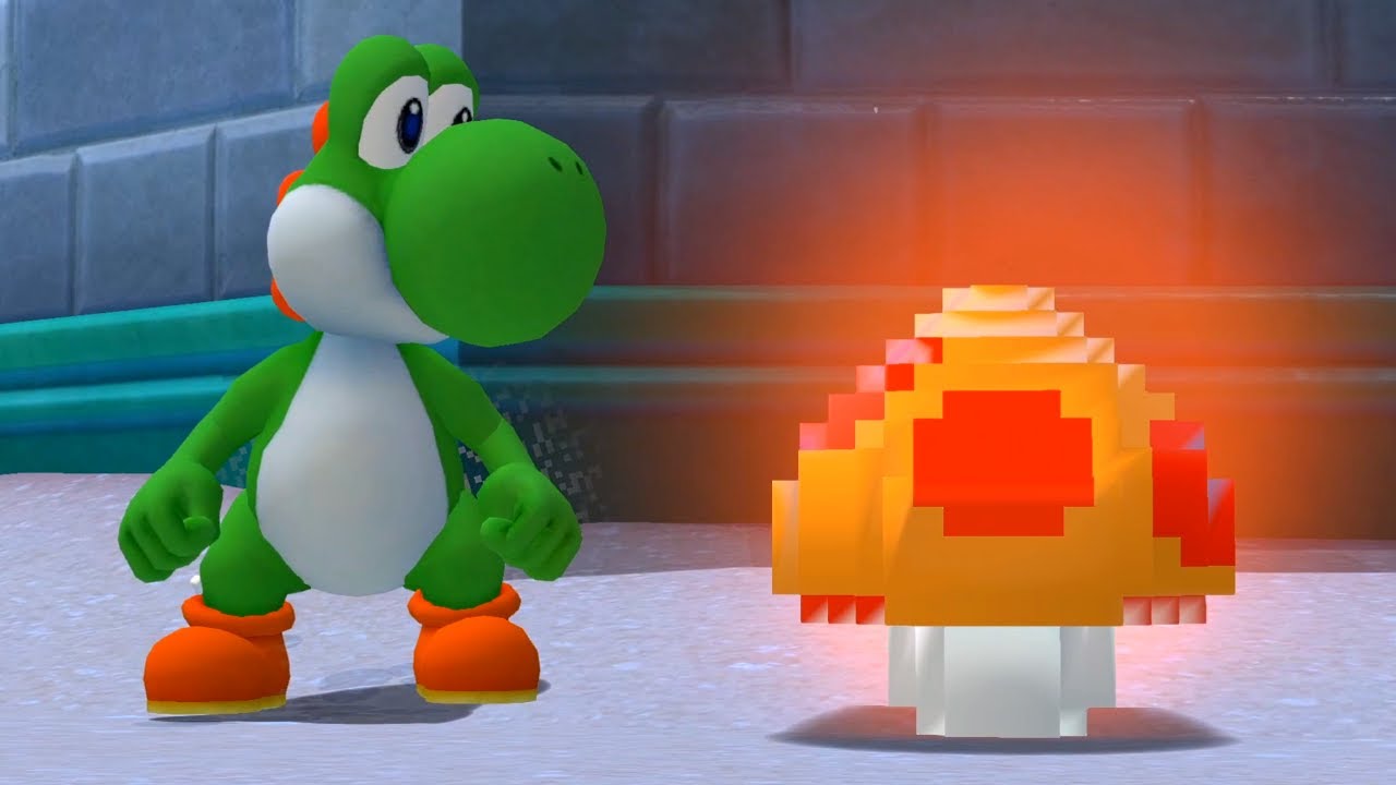 What happens when Yoshi collects a Pixel Mushroom in Bowser's Fury ...