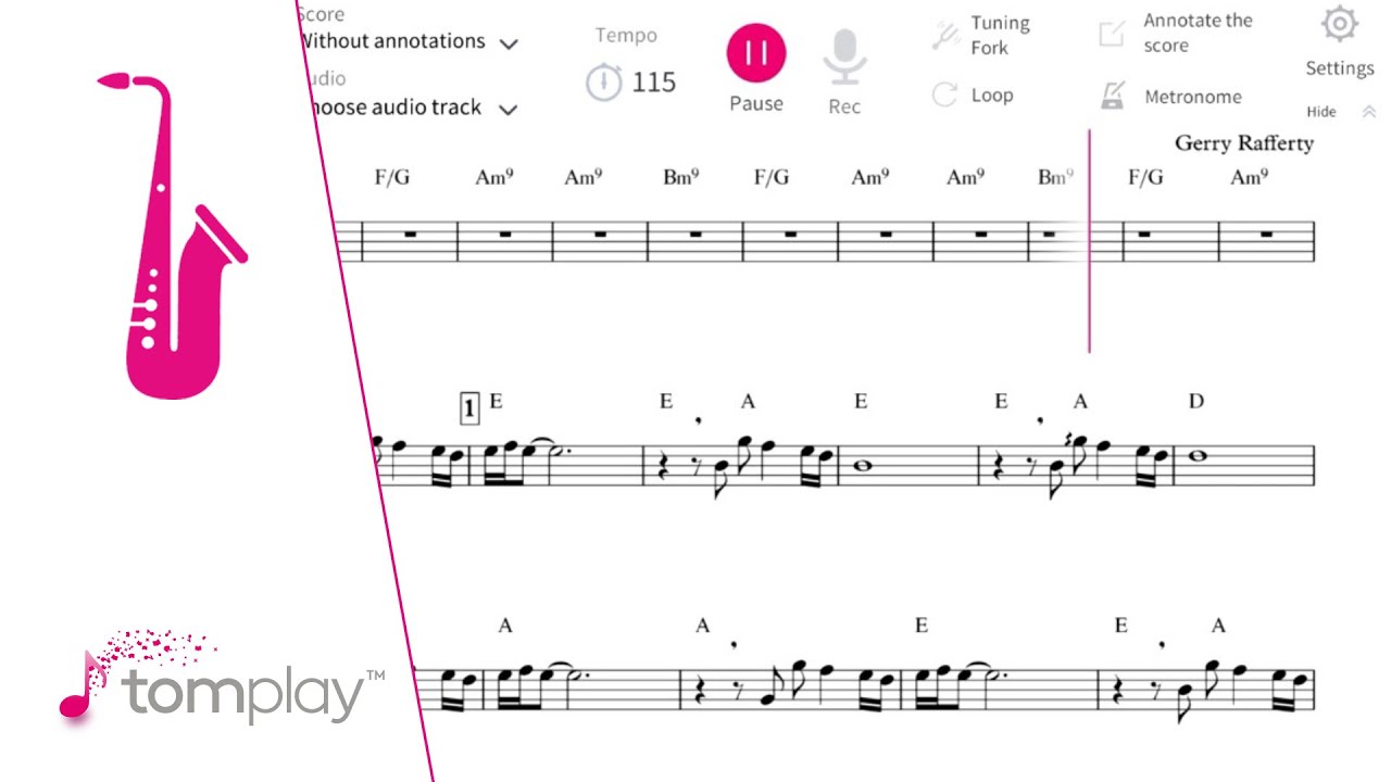 Gerry Raffert'y Baker Street - Sheet Music (Intermediate Level, Soprano ...