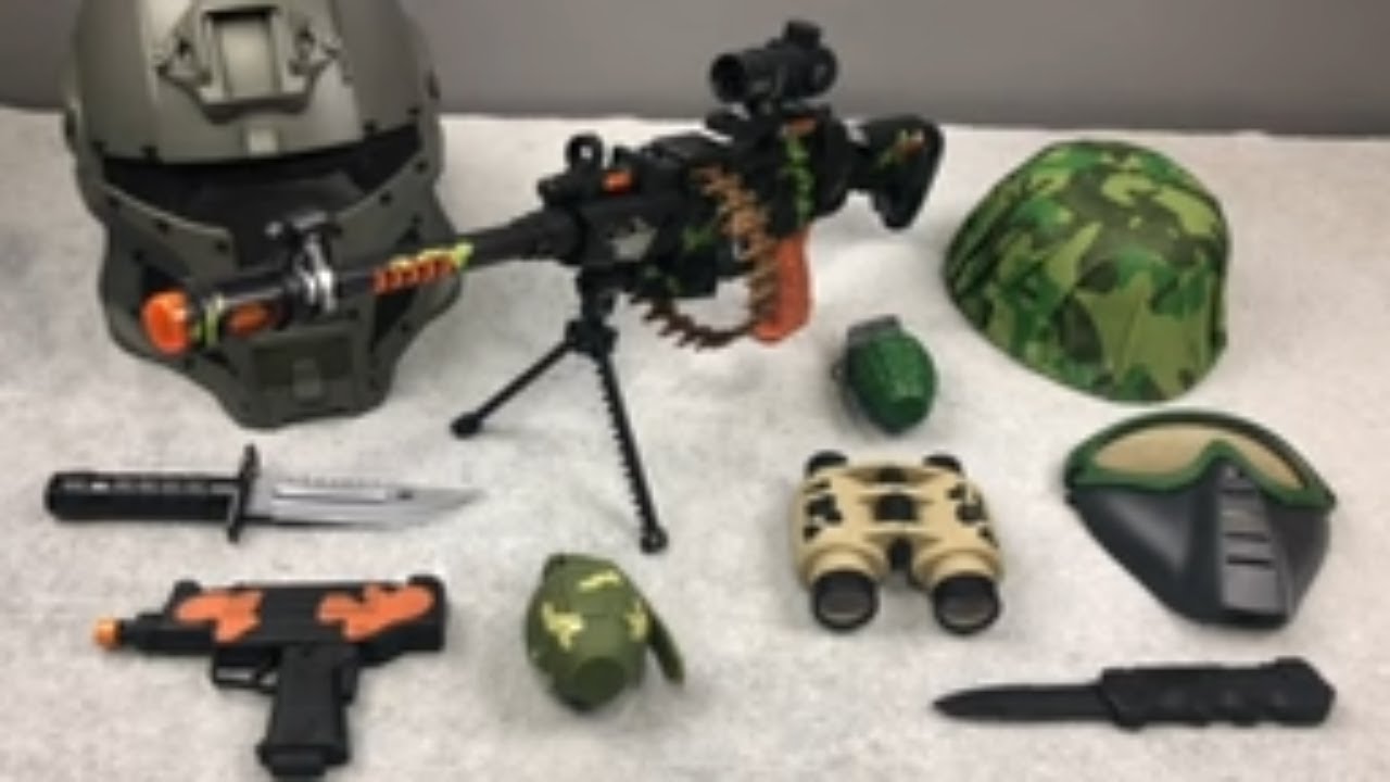 Realistic Military Toy Guns Box of Toys Army Weapons - YouTube