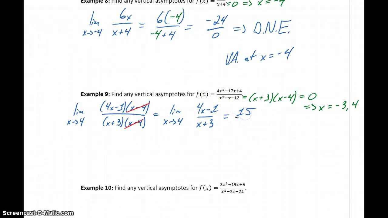 Busi Calc Asymptotes & End Behavior - Finding Vertical Asymptotes - YouTube
