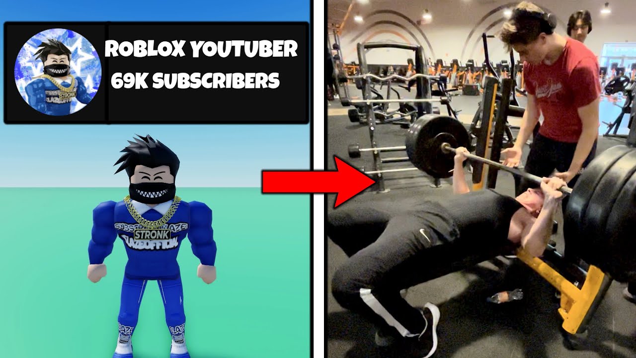 How much can a ROBLOX YOUTUBER BENCHPRESS? - YouTube