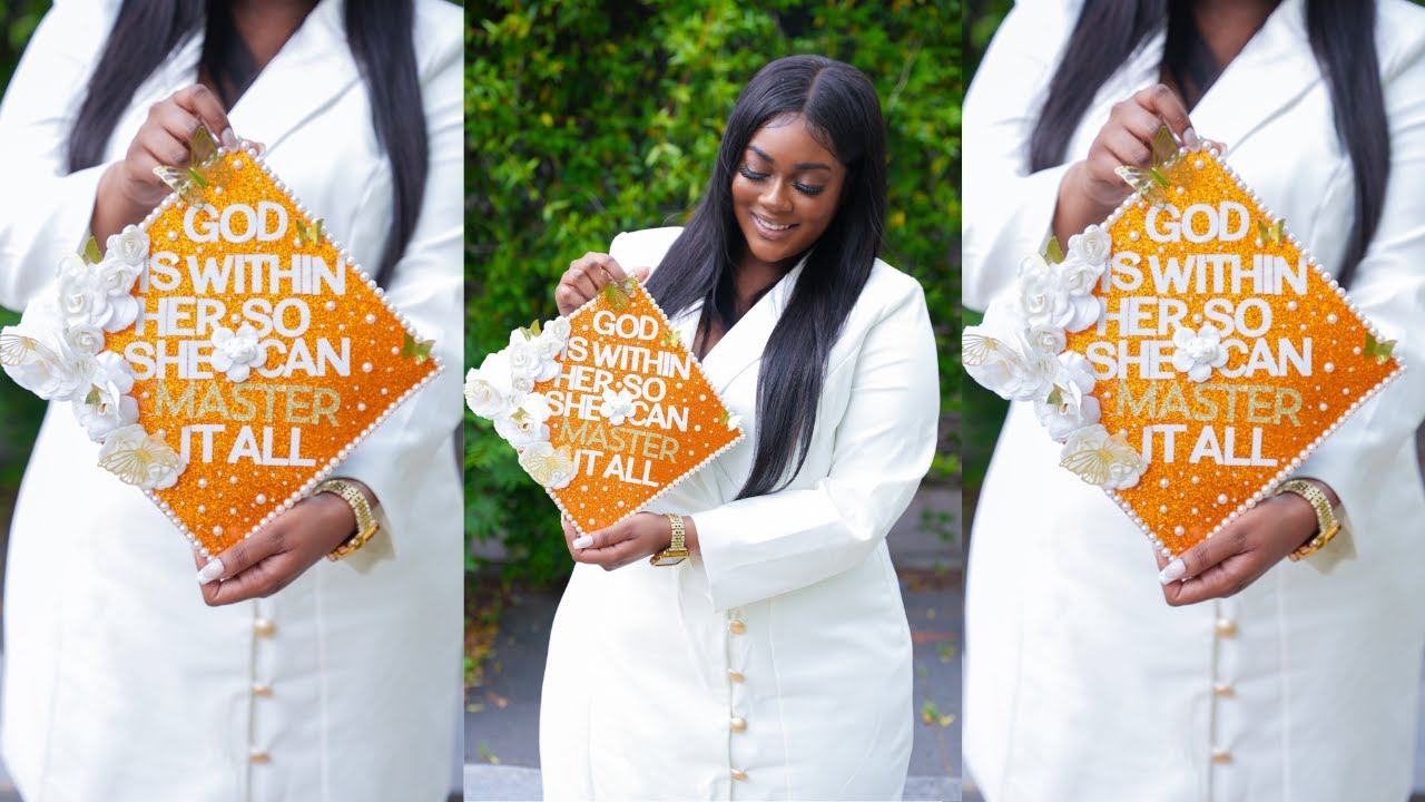WATCH ME DECORATE MY GRADUATION CAP TOPPER AS A BEGINNER | DIY GRAD CAP ...