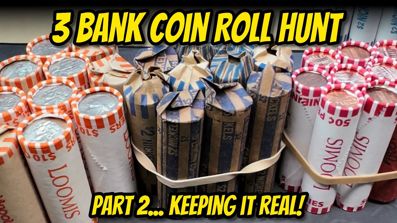 3 BANK COIN ROLL HUNT CHALLENGE - PART 2 - YouTube