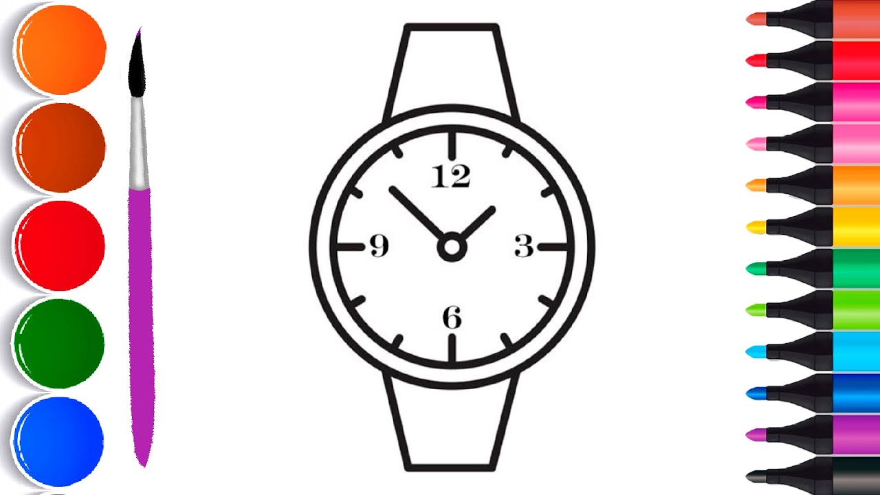 Draw a wrist watch for kids | Bolalar uchun qo'l soat rasm chizish ...