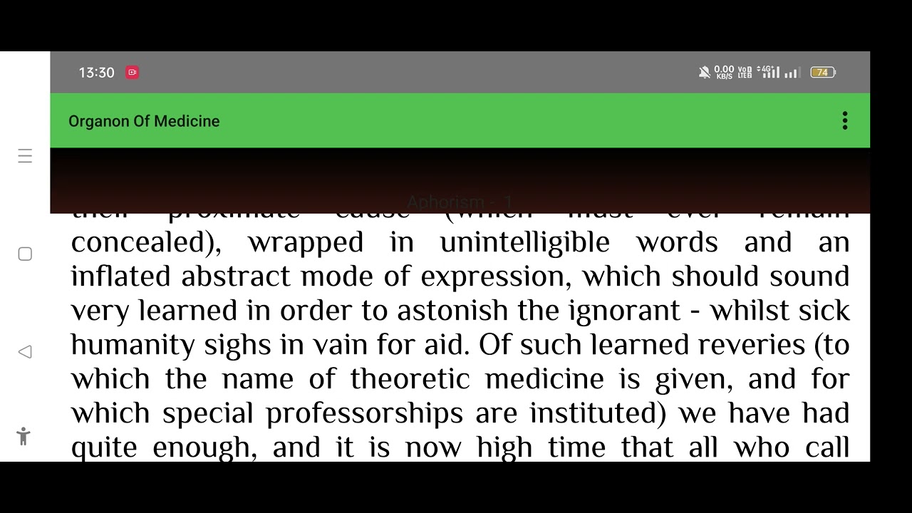Organon Aphorism 1, Theoretic Medicine - YouTube