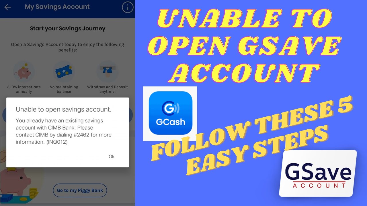 UNABLE TO OPEN GSAVE ACCOUNT | HOW TO ADD GSAVE WITH EXISTING CIMB ...