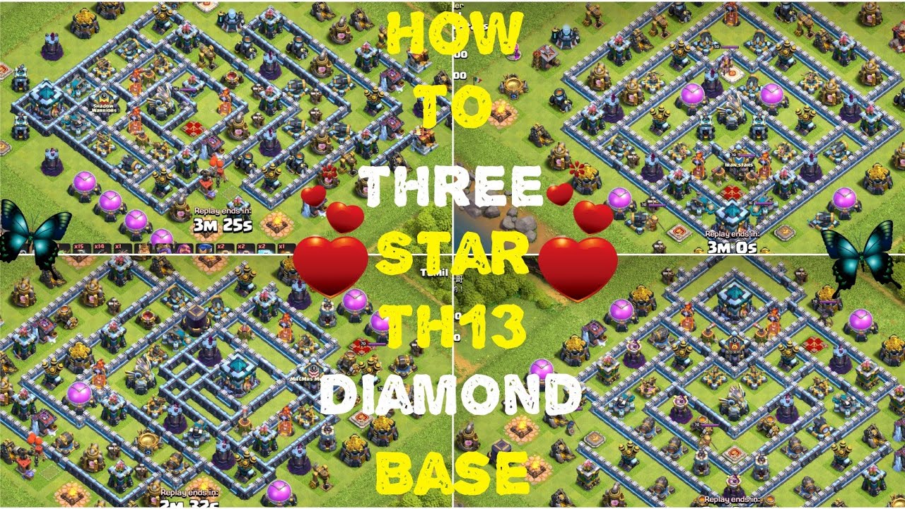 Popular 4 th13 war base | how to 3 star #36 | Diamond base | coc sundar ...