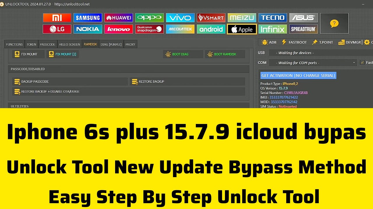 Iphone 6s Plus 15.7.9 iCloud Bypass Unlock Tool/Iphone 6s plus New ...