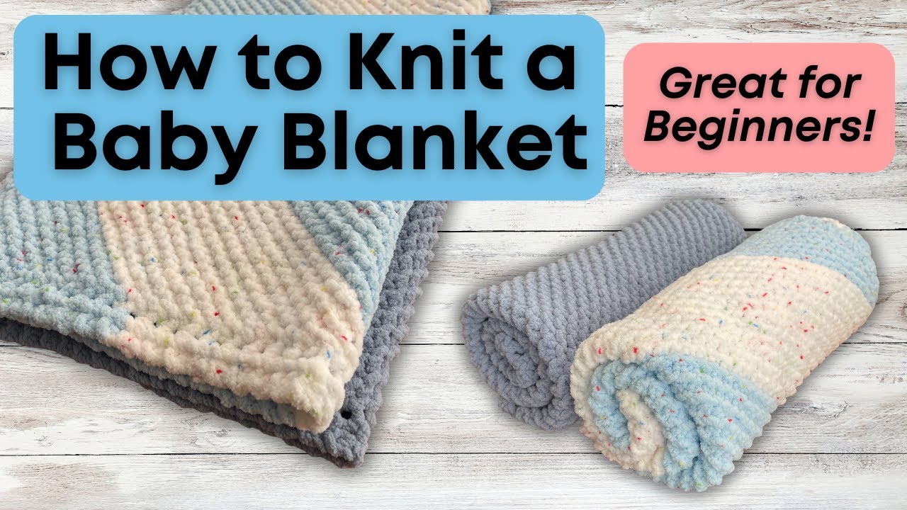 🍼 How to Knit a Baby Blanket | Easy Diagonal Pattern with Decorative ...