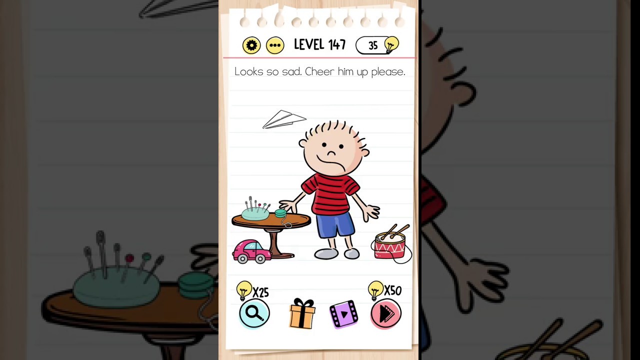 Brain Test 147 Looks so sad. Cheer him up please Answers - YouTube