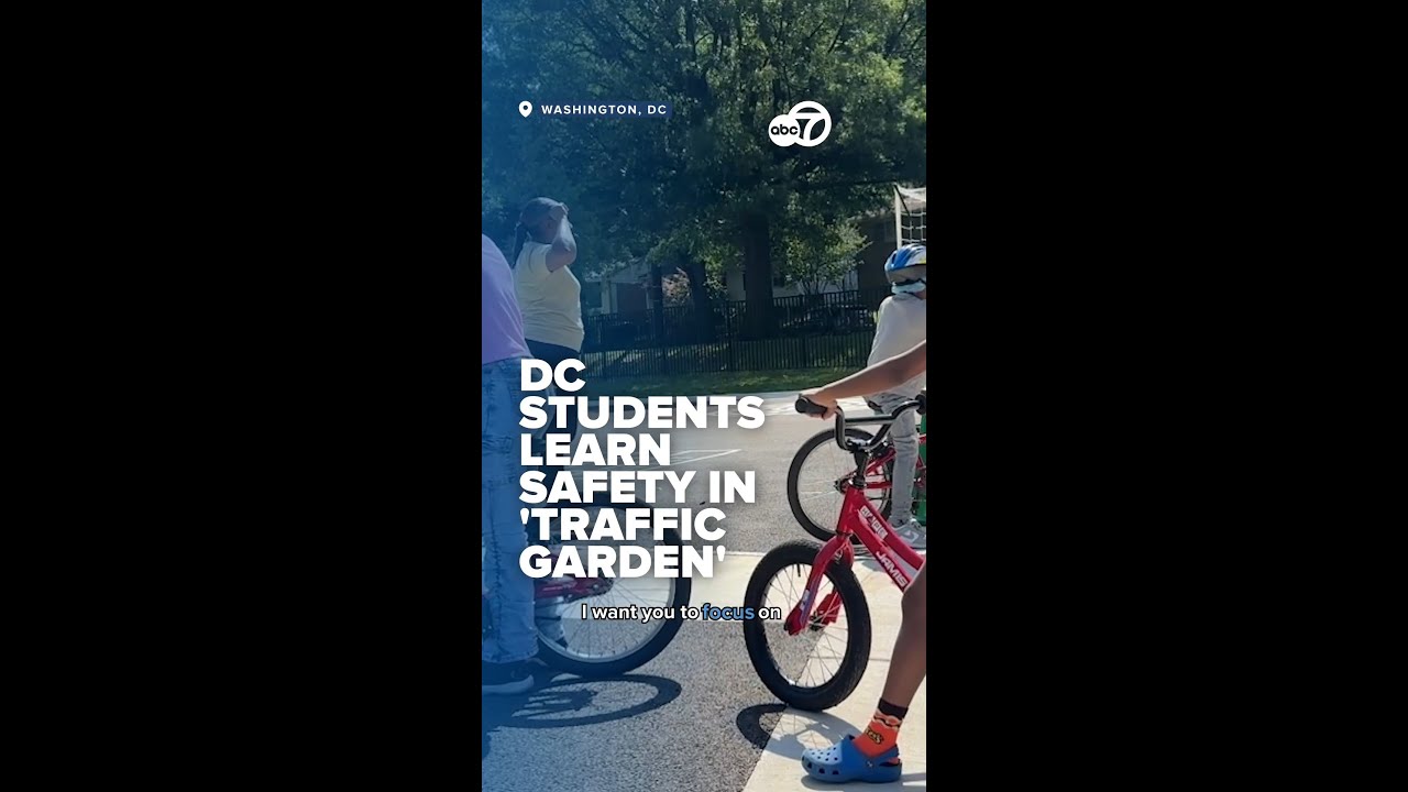 DC students learning safety in Traffic Gardens - YouTube