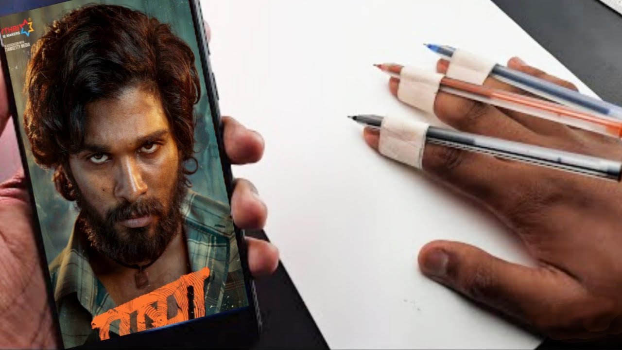 Allu arjun Pushpa Drawing | How to draw Allu Arjun | Pushpa Drawing ...