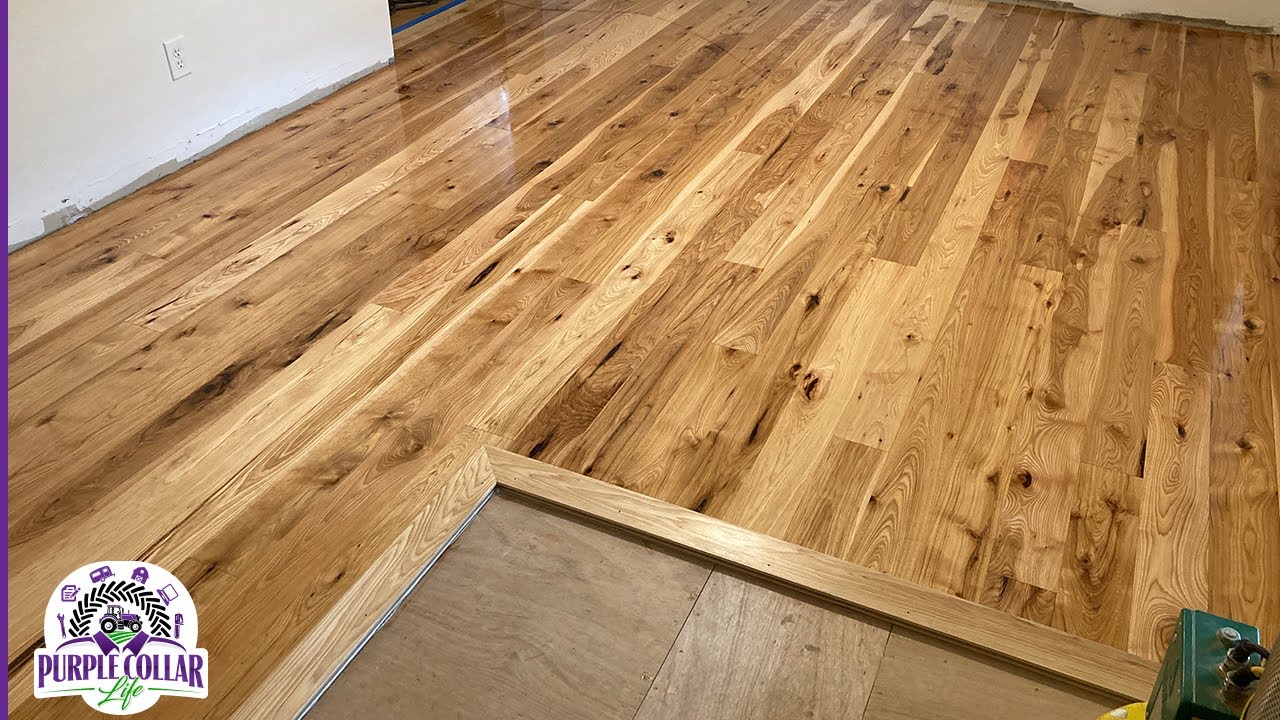 Real hardwood floor installation - White Oak, Hickory, Walnut - YouTube