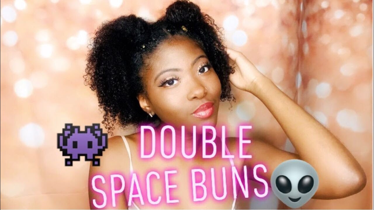 Double Space Buns Half Up Half Down Tutorial | 4b/4c Natural Hair - YouTube