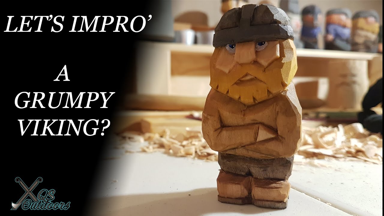 Wood Carving | Improvising a Grumpy Viking | No Talking - YouTube