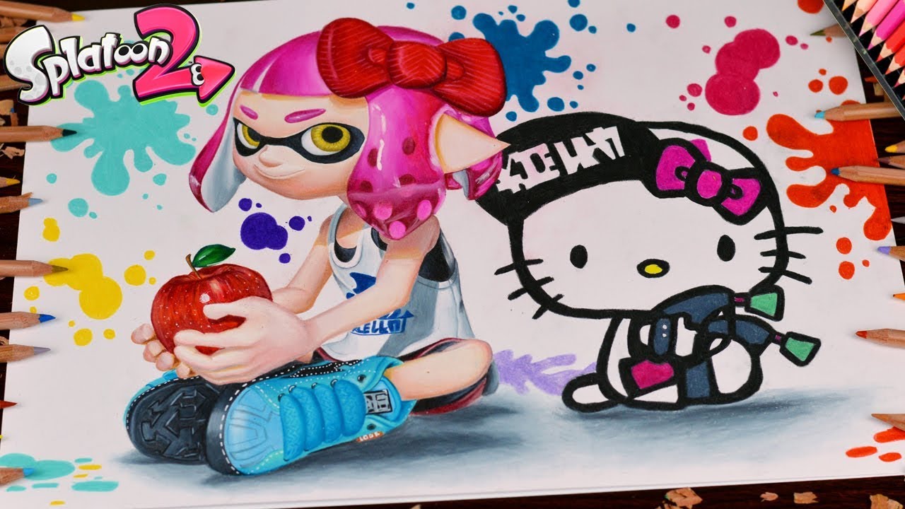 Drawing Inkling Girl - Splatoon 2 X Hello Kitty Splatfest /絵 スプラトゥーン2X ...