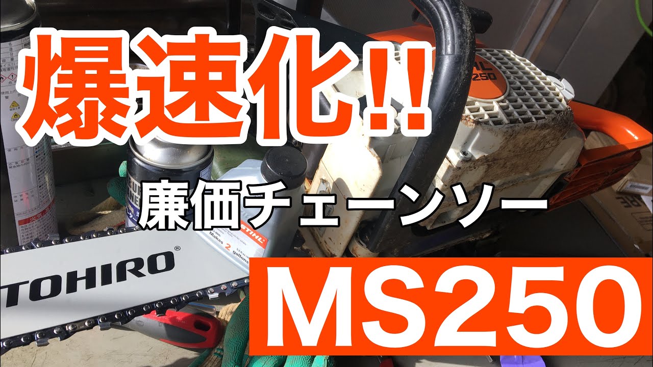 オレゴン7Tで爆速化するスチールMS250 - YouTube