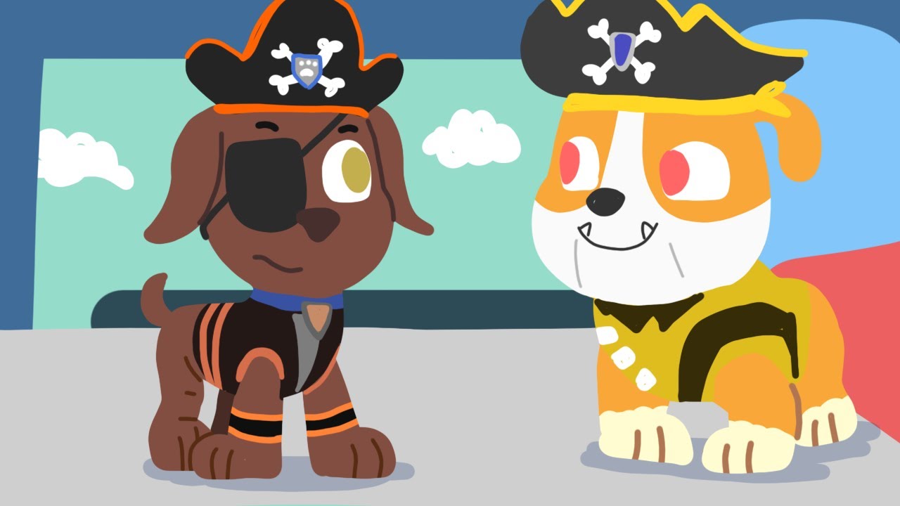 Paw Patrol Rubble and Zuma Pirate Drawing Process Nick Jr Doodles - YouTube