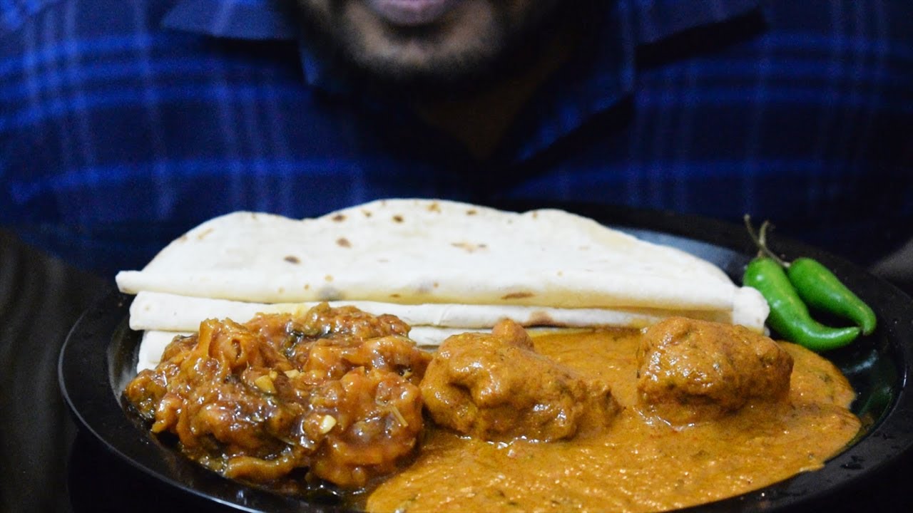 ASMR EATING BUTTER CHICKEN,ROTTI,CHILLI GOPI - YouTube
