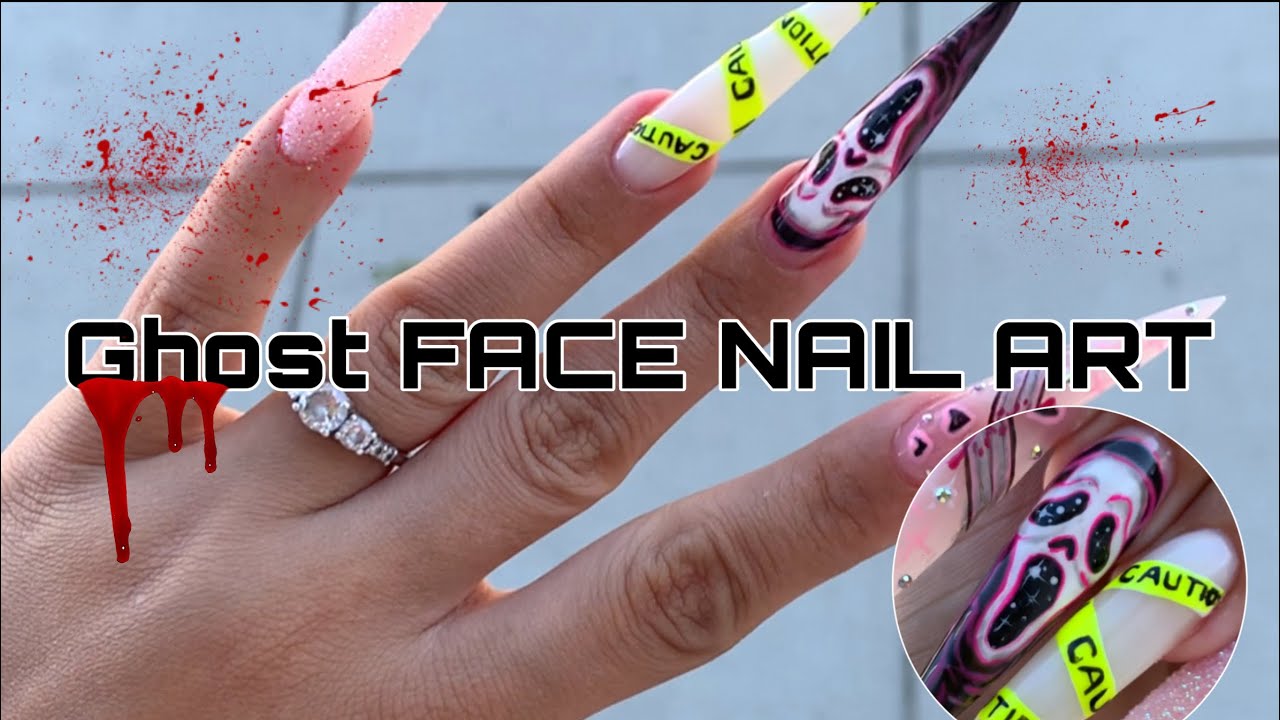 GHOST FACE NAIL ART TUTORIAL | paso a paso - YouTube
