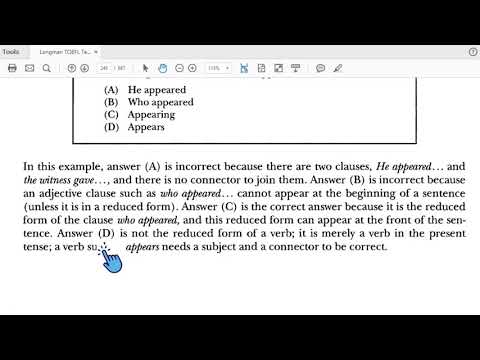 TOEFL Structures Skill 13 Reduce Adjective Clauses - YouTube