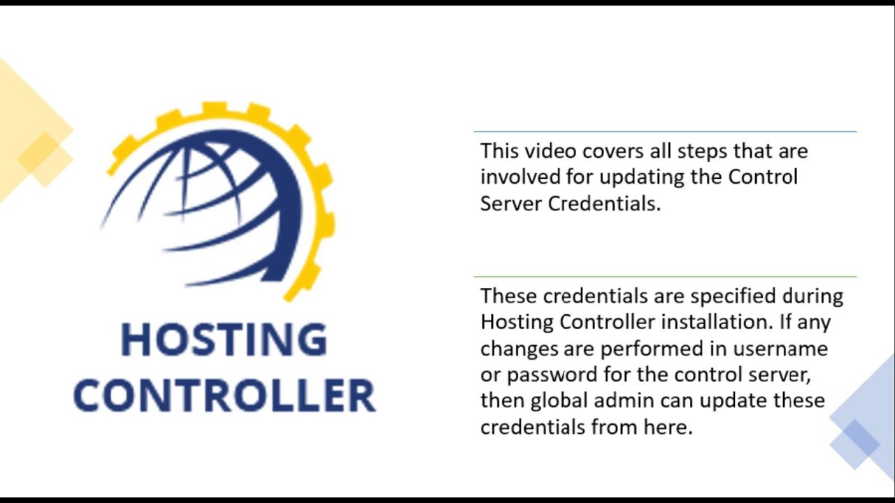 How to update Control Server Credentials in Hosting Controller Panel ...