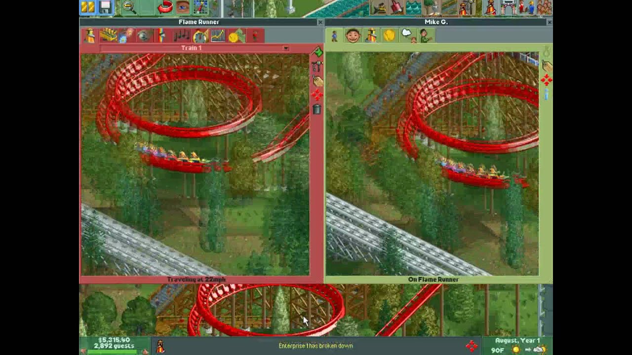 1080p - [Flame Runner | Six Flags Magic Mountain | RCT2] - YouTube