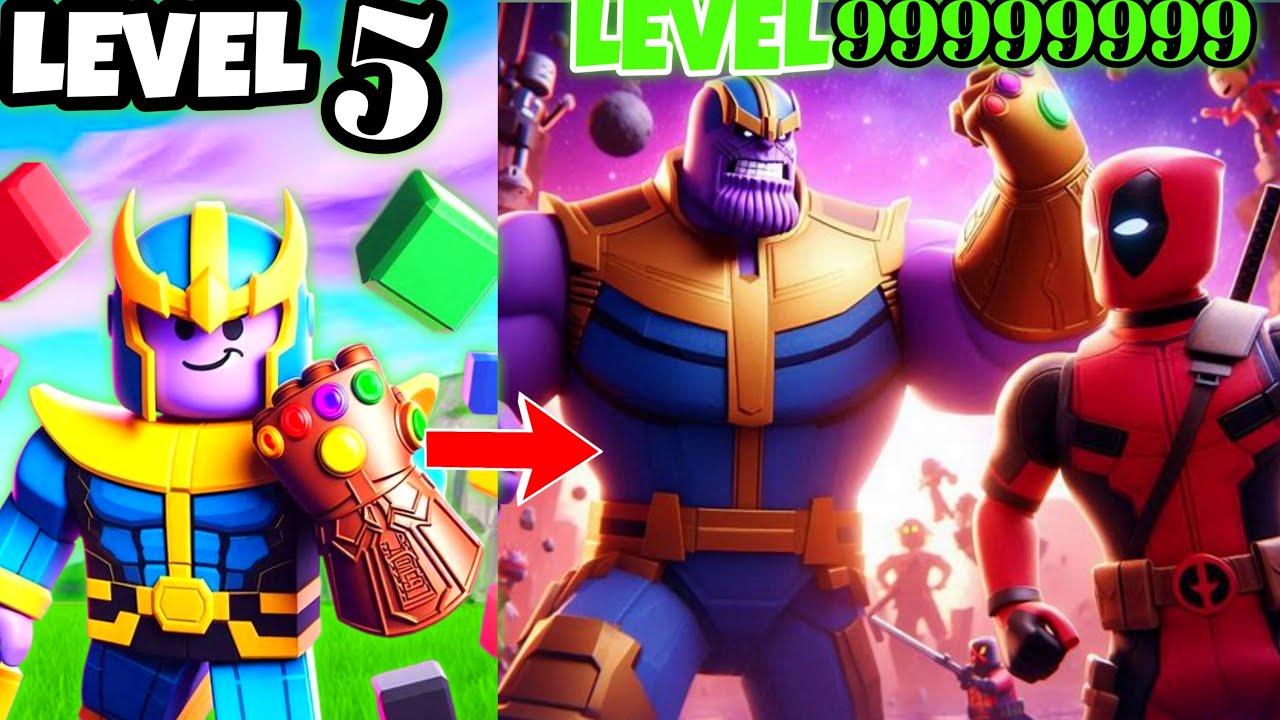 I BECAME A powerful Villain Thanos VS Deadpool roblox Super Villain ...