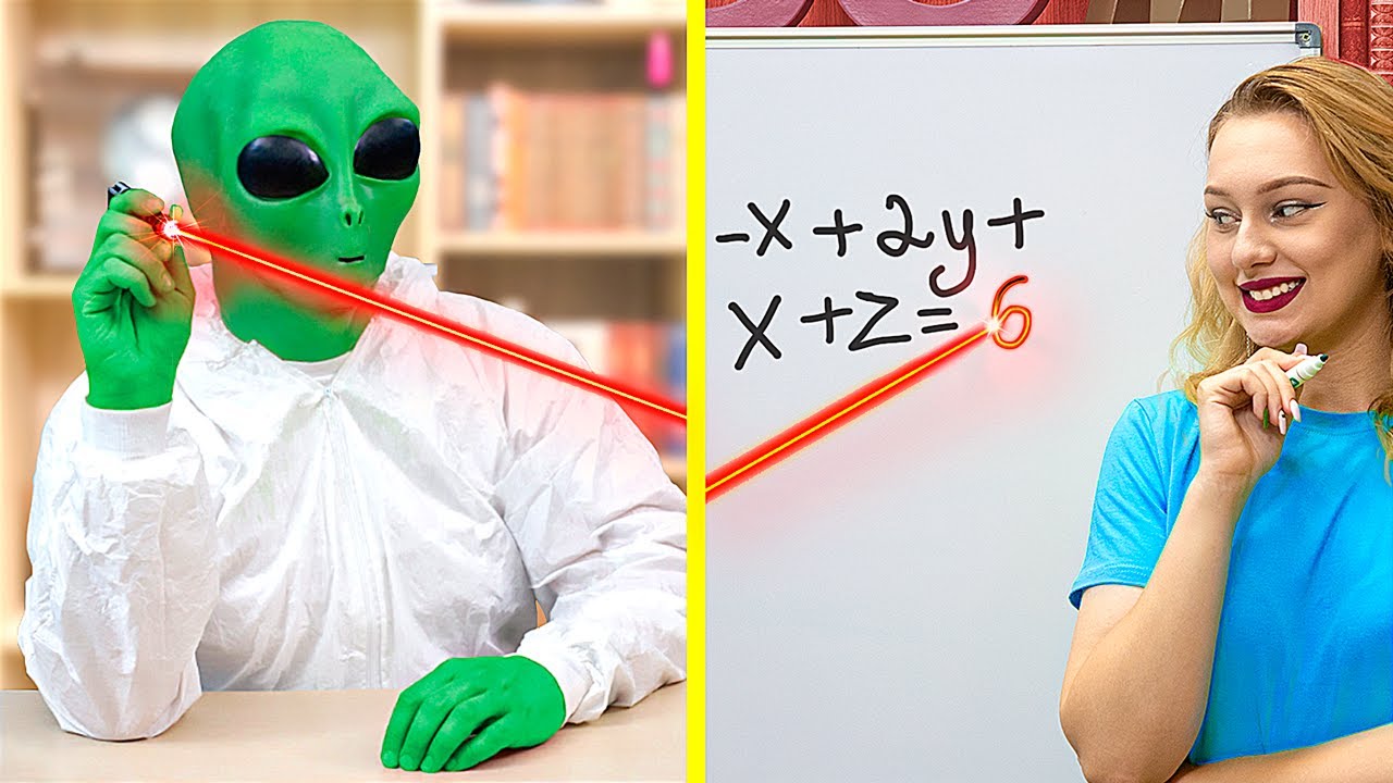 Alien at College / 8 DIY Weird College Supplies - YouTube