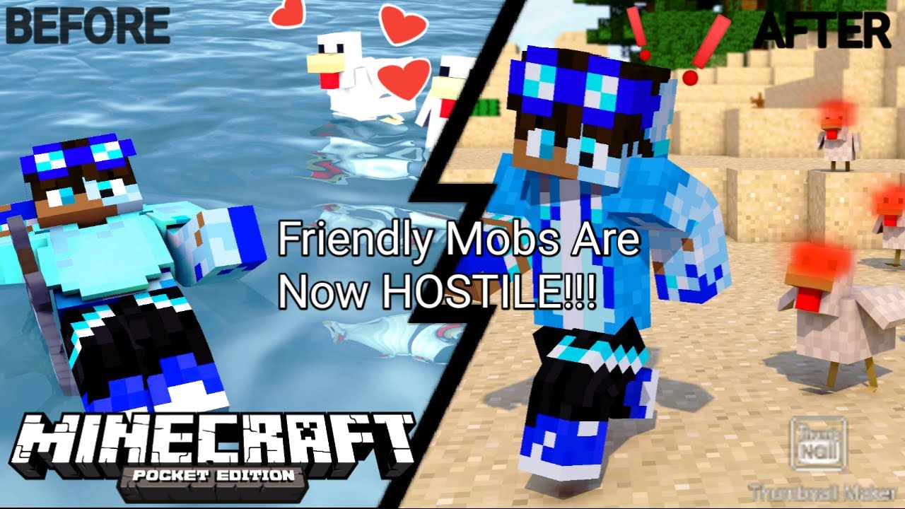 Minecraft, but Friendly Mobs are Now HOSTILE!! ||MCBE Mods/Add-ons ...