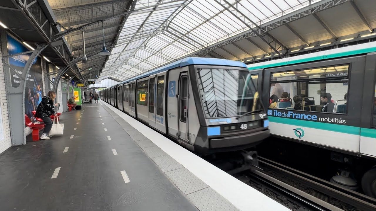 Ligne 6 Chevaleret : croisement de deux MP89 livrée RATP et IDFM - YouTube