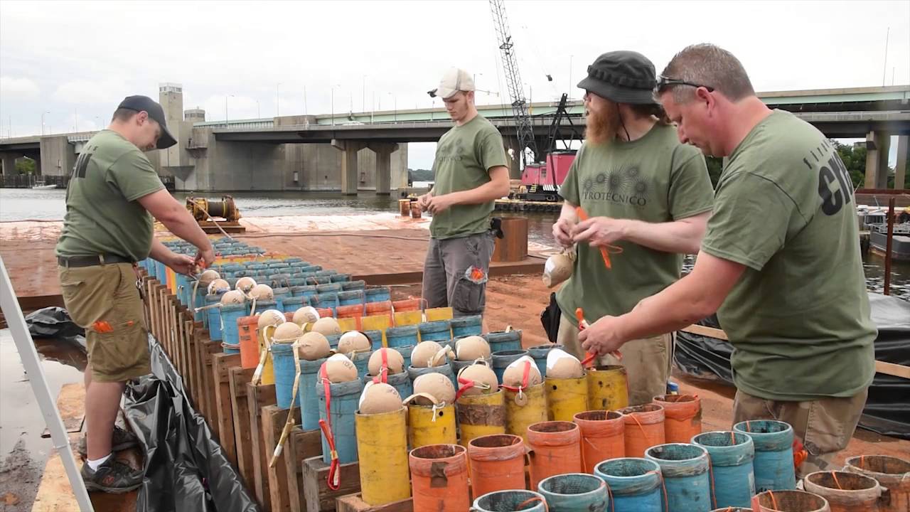 Preparing Fireworks Display - YouTube