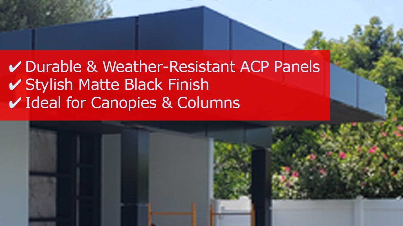 Modern Canopy & Columns | Matte Black Aluminum Composite Panels | Sleek ...