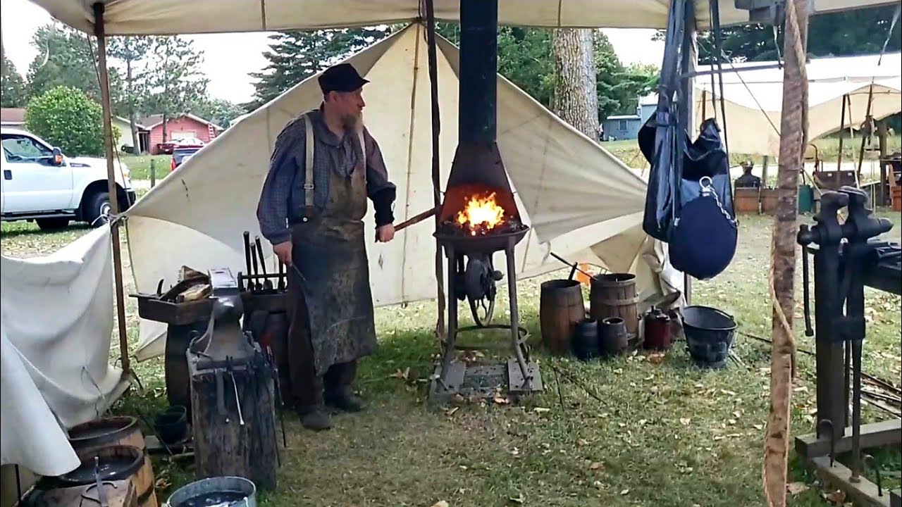 Blacksmithing area at the 2021 Rock River Thresheree in Edgerton ...