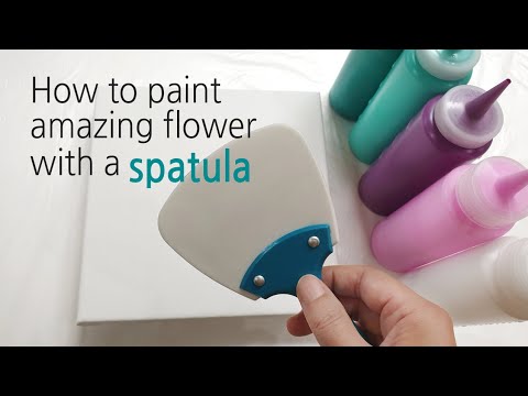 (158) How to paint flower with a spatula _ Fluid acrylic _ Designer ...