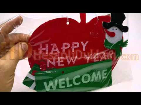Yılbaşı kapı süsleri keçe elma happy new year Hesaplı Dükkan