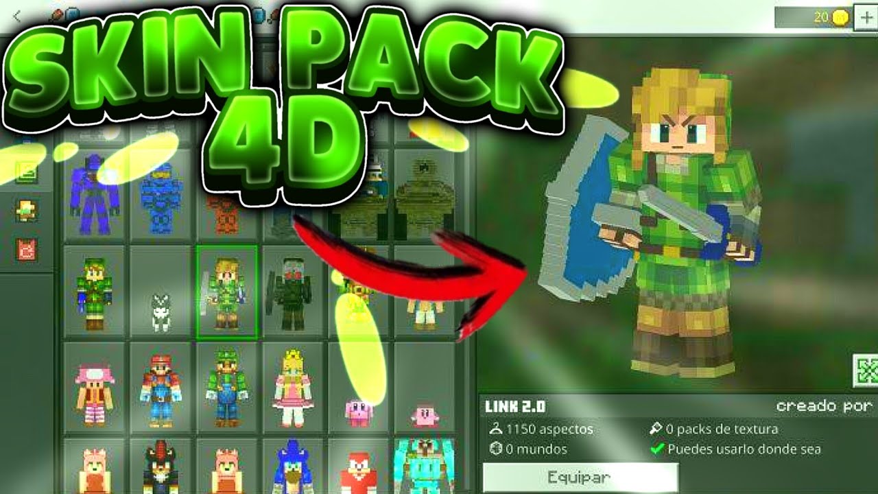 👉EL MEJOR PACK DE SKINS 2D,3D,4D,5D PARA MINECRAFT PE 1.21 - YouTube