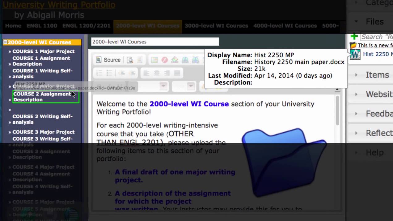 ECU University Writing Portfolio: Uploading Files to Your UWPort - YouTube
