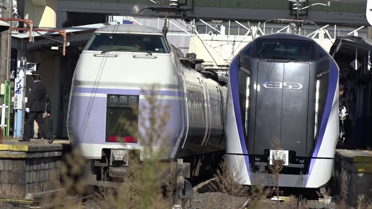 【試運転E353系がE351系と上諏訪駅で交換】 - YouTube