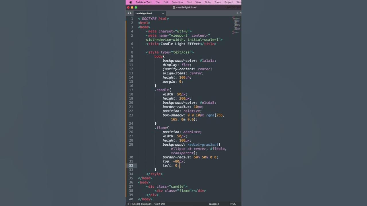 Magic of css 🔥 | Candle Light Effect in CSS #css #shorts - YouTube