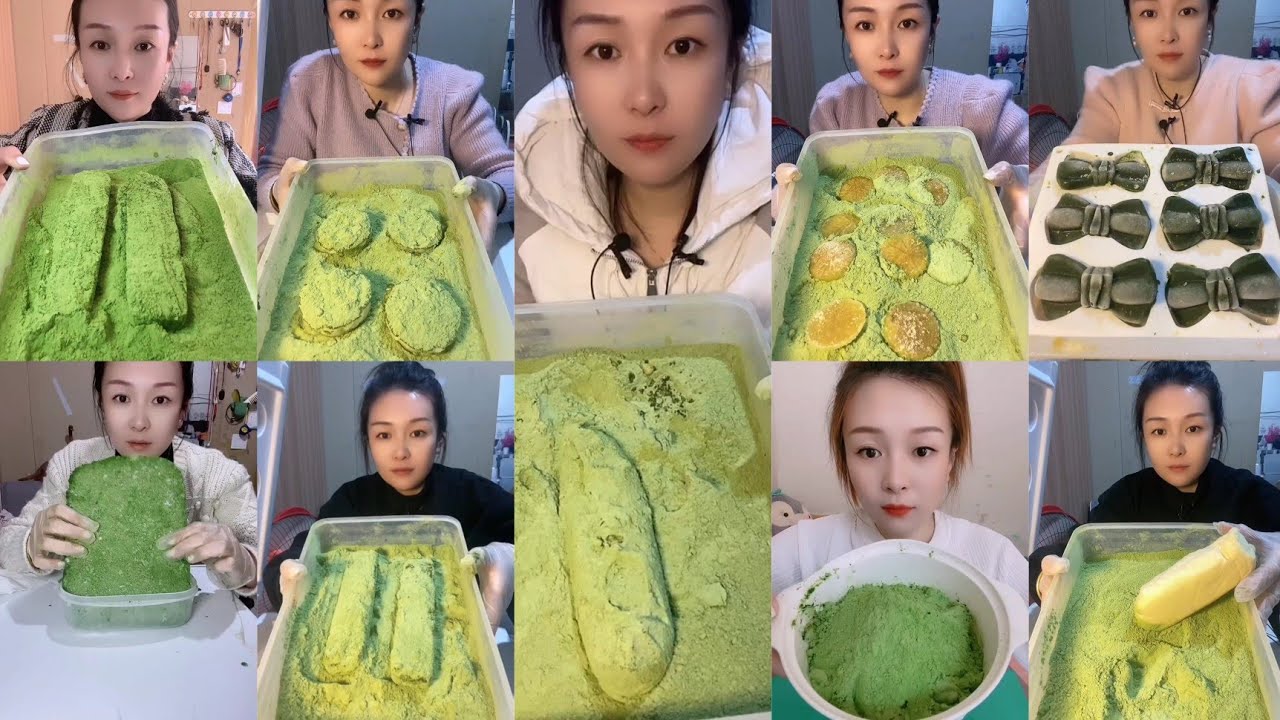 HER ICE COATED FULL MATCHA POWDER AND STICKY MATCHA ASMR - YouTube