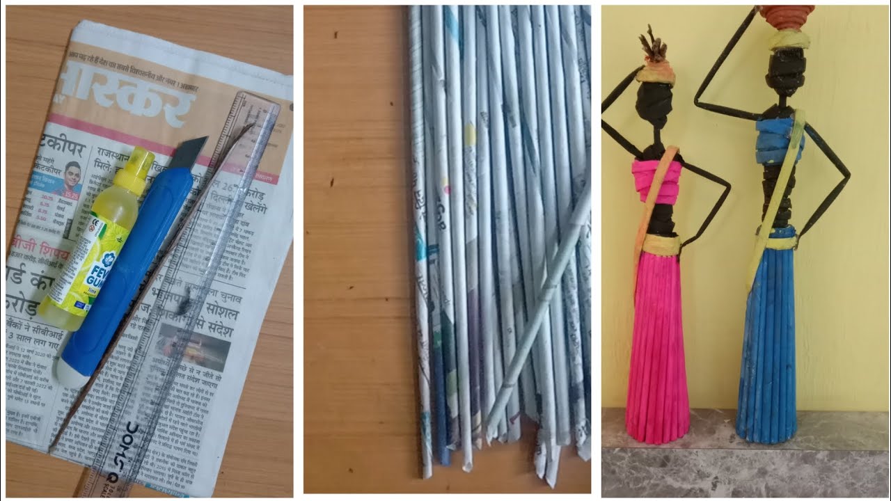 newspaper crafty 2022ll How to make news papaer showpiece crafty ...