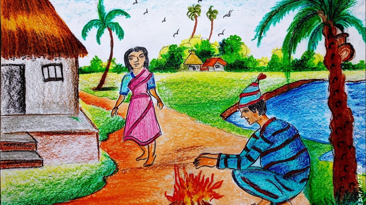 How to draw winter season scenery easy 🔥🥰 || winter drawing step by ...