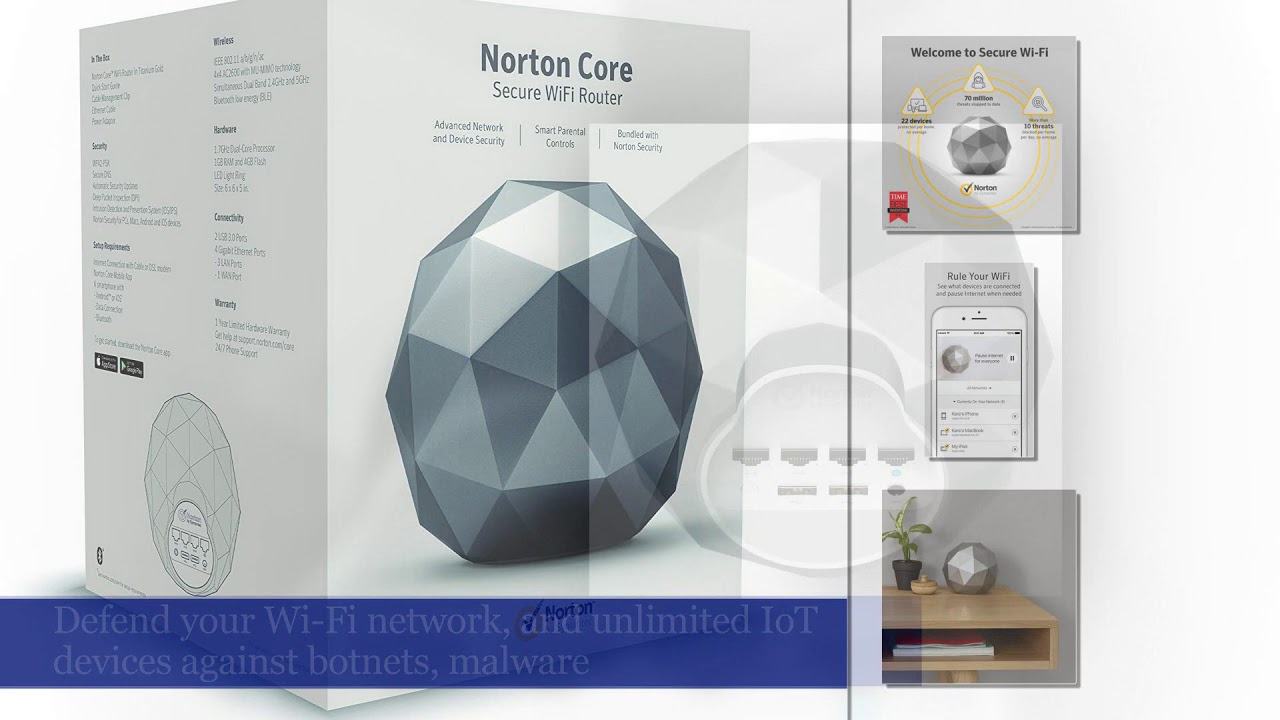 Norton Core Secure WiFi Router, 4x4 AC2600 (up to 3000 sq.ft), Protect ...